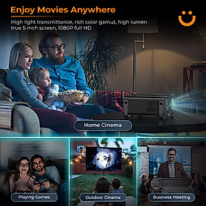 YABER Pro U10 5G WiFi Bluetooth Projector Full HD 1080P Projector Carry Bag Included Support 4K, 4D/4P Keystone&Zoom, Home Theater&Outdoor Video Projector for iOS/Android/PC/PPT/PS5