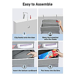 1 Pack Over the Door Organizer, Yecaye 35.2lbs Load Closet Door Organizer Hanging, Swing-proof Diaper Organizer Storage with 4 Big Pockets 4 Side Mesh Pockets for Nursery Newborn Baby Essentials Stuff