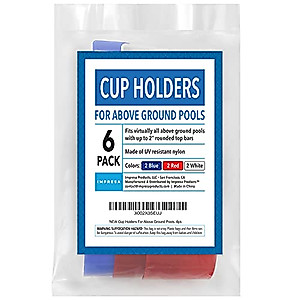 Impresa Pool Drink Holders - 6 Pack- Swimming Pool Supplies - Above Ground Pool Cup Holders for Drinks - Spill-Resistant and Fits Most Pools (Red, White, and Blue)