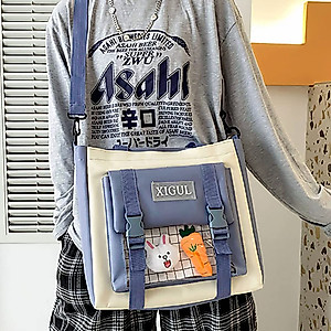 AG AGUU Backpack with Pendants and Pins Accessories 4Pcs Sets Rucksack Bag for Women(Blue)