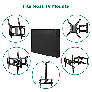 SunPatio Outdoor TV Cover Waterproof and Weatherproof, TV Screen Protector for 48-50 inch TV, Fits Most TV Mounts and Stands, with Built-in Remote Pocket for Outside LED LCD Flat Screen TVs, Black