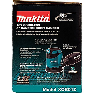 Makita XOB01Z 18V LXT® Lithium-Ion Cordless 5" Random Orbit Sander, Tool Only