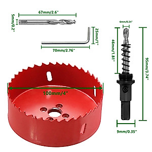 Luomorgo 100mm/4 Hole Saw, 1.4 inch Cutting Depth HSS Bi-Metal Hole Cutter for Wood Cornhole Boards Plastic Drywall & Metal Sheet