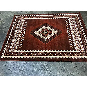 Kingdom South West Native American Area Rug Rust Brown Beige Design D143 (5 Feet 2 Inch X 7 Feet)