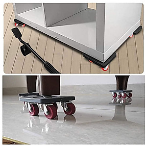 CNQLIS 4 Wheels Moving Dolly with Casters Furniture Dollies Set Lifter and a Pair of Gloves Mover Tool Sets Furniture Movers Ideal for Wood Floors Sofas Bed Safe Load Capacity 350 Lb Black Square