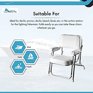 MARINE CITY Aluminum Portable Folding Cushioned Comfortable Boat Deck Beach Chair with Foam Padding for Marines – Boats – Yachts – Ships (Pack of 1)