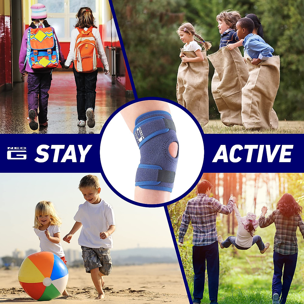 Neo G Kids Knee Support Child Open Patella – Kids Knee Brace for Joint & Meniscus Pain, Osgood Schlatter, Strains, Sprains, Instability, Juvenile Arthritis - Adjustable Compression