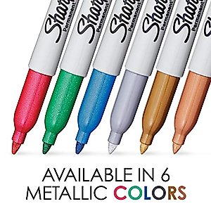 SHARPIE Metallic Permanent Markers, Fine Point, Assorted Metallic, 6 Count