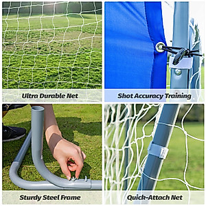 ZELUS Soccer Goal 8 x 5.6 ft, 2 in 1 Powder Coated Soccer Goal Frame with All Weather Net & Detachable Target Goal Net for improving Skills