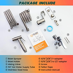 FOLINUS Hot and Cold Bidet Sprayer for Toilet, Bidet Warm Water with Dual Function Bidet Sprayer and Mixing Valve for Feminine Wash, Personal Hygiene, Pet Shower