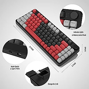 OCG Wireless Mechanical Keyboard, 2.4G/USB-C/Bluetooth Gaming Keyboards 86 Keys Hot Swappable NKRO Keyboard with RGB Backlit for Windows & Mac, UV Finished Keycaps,Multi-Function Knob