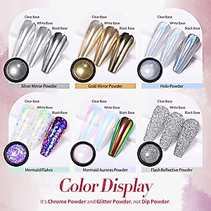 BORN PRETTY Chrome Powder Holographic Nail Art Powder Auroras Mermaid Pearl Nail Powder Reflective Glitter Manicure Pigment 6 Boxes