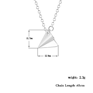 YOOE Triangle Origami Paper Airplane Necklace,Geometric Paper Plane Necklace Simple Triangle Paper Airplane Necklace for Women Couple (Silver)