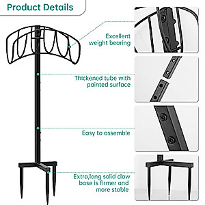 ANIDEER Garden Hose Holder Detachable Metal Hose stand, Water Hose Stand Hanger for Outside Freestanding, Heavy Duty Hose Storage Stand for Outdoor Lawn & Yard, Black