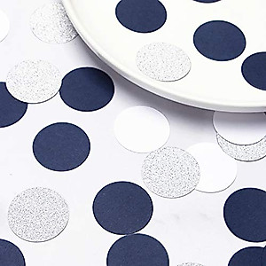 Navy-Blue White-Silver Party-Decorations Paper Confetti - 300pcs Glitter Graduation Boys Birthday Table Confetti Mothers Faterhs Day Wedding Baby Shower Decoration Lasting Surprise