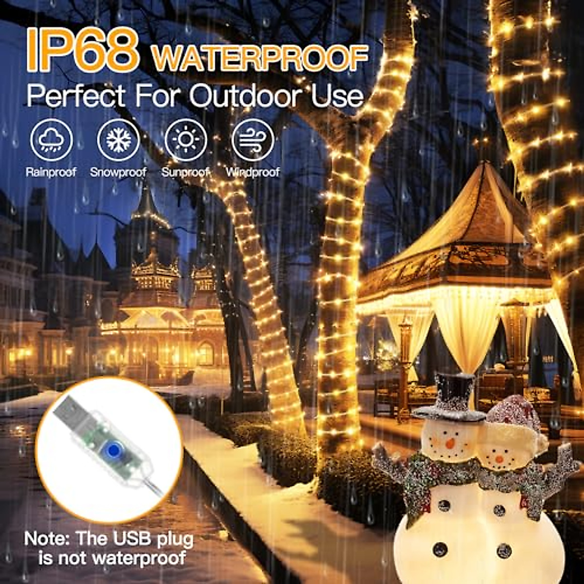 Ollny Rope Lights Outdoor Color Changing, 33FT 100 LED Waterproof Christmas Lights with Remote, 16 Colors Fairy Rope Light for Indoor Bedroom Party Garden Wedding Holiday Decorations
