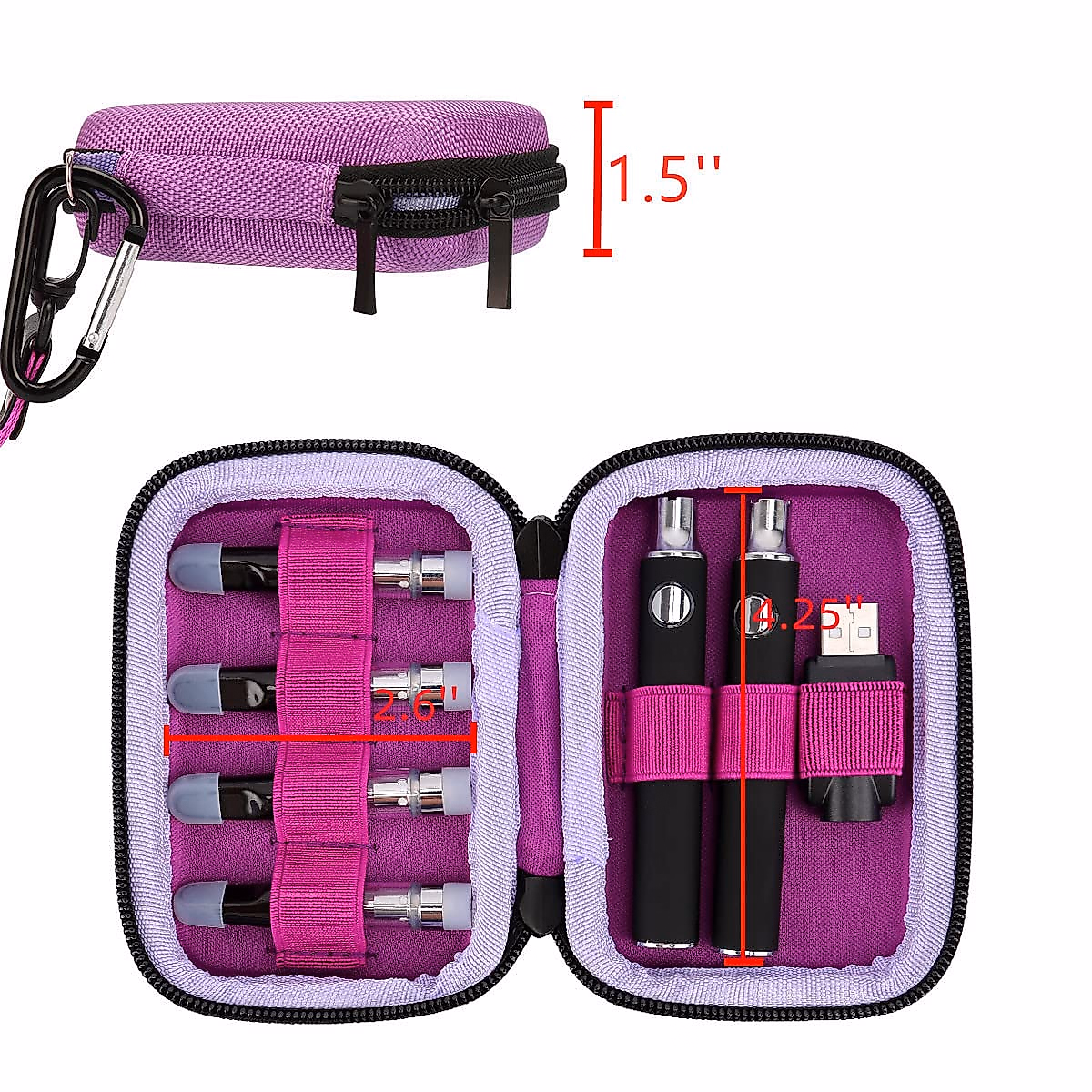 Biu-Boom (Only Case )Carrying Bag Small Travel case,Carabiner or Lanyard, for Battery,Charger, Kit,(Only Case) (Pink)
