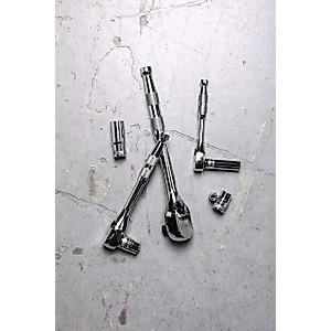 ARES 42000-3-Piece 90-Tooth Full Polish Ratchet Set - Chrome Vanadium Steel Construction & Chrome Plated Finish - Reversible Design - 4 Degree Swing - Ratcheting Tool Set