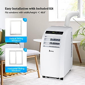 ROVSUN WiFi Enabled 12000 BTU 3-in-1 Portable Air Conditioner, Cooler, Dehumidifier, Fan, Powerful Room Mobile AC Unit with Remote/APP Control, Rolling Wheels & Easy Installation Kit