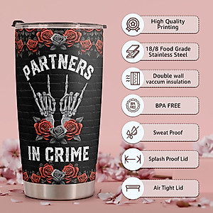 Macorner Best Friend Birthday Gifts Partner in Crime - Tumbler 20oz - Friendship Gifts for Women Friend, Men, Work Bestie, Soul Sister, BFF, Coworker - Funny Christmas Gift for Female Friend, Bestie