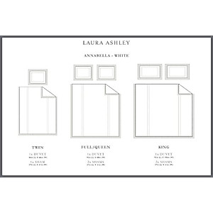 Laura Ashley - Queen Duvet Cover Set, Reversible Cotton Bedding with Matching Shams, Lightweight Home Decor for All Seasons (Annabella White, Queen)