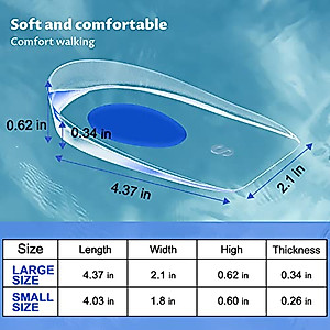 Silicone Gel Heel Cups for Heel Pain Shoe Inserts Heel Protectors for Plantar Fasciitis Foot Pads for Bone Spurs Heel Cushion Heel Lifts for Achilles Tendonitis (Large-6 Packs)