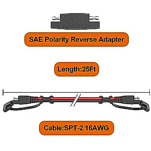 POWISER 3Feet SAE to SAE Extension Cable Quick Disconnect Connector 16AWG,for Automotive, Solar Panel Panel SAE Plug (3FT(16AWG))