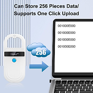 AHANIN Pet Microchip Scanner Rechargeable Universal Microchip Tag Reader 256 Data Storage USB Cable Uploading Data Animal Information Manager for ISO 11784/11785,FDX-B and ID64 RFID EMID (USB 180)