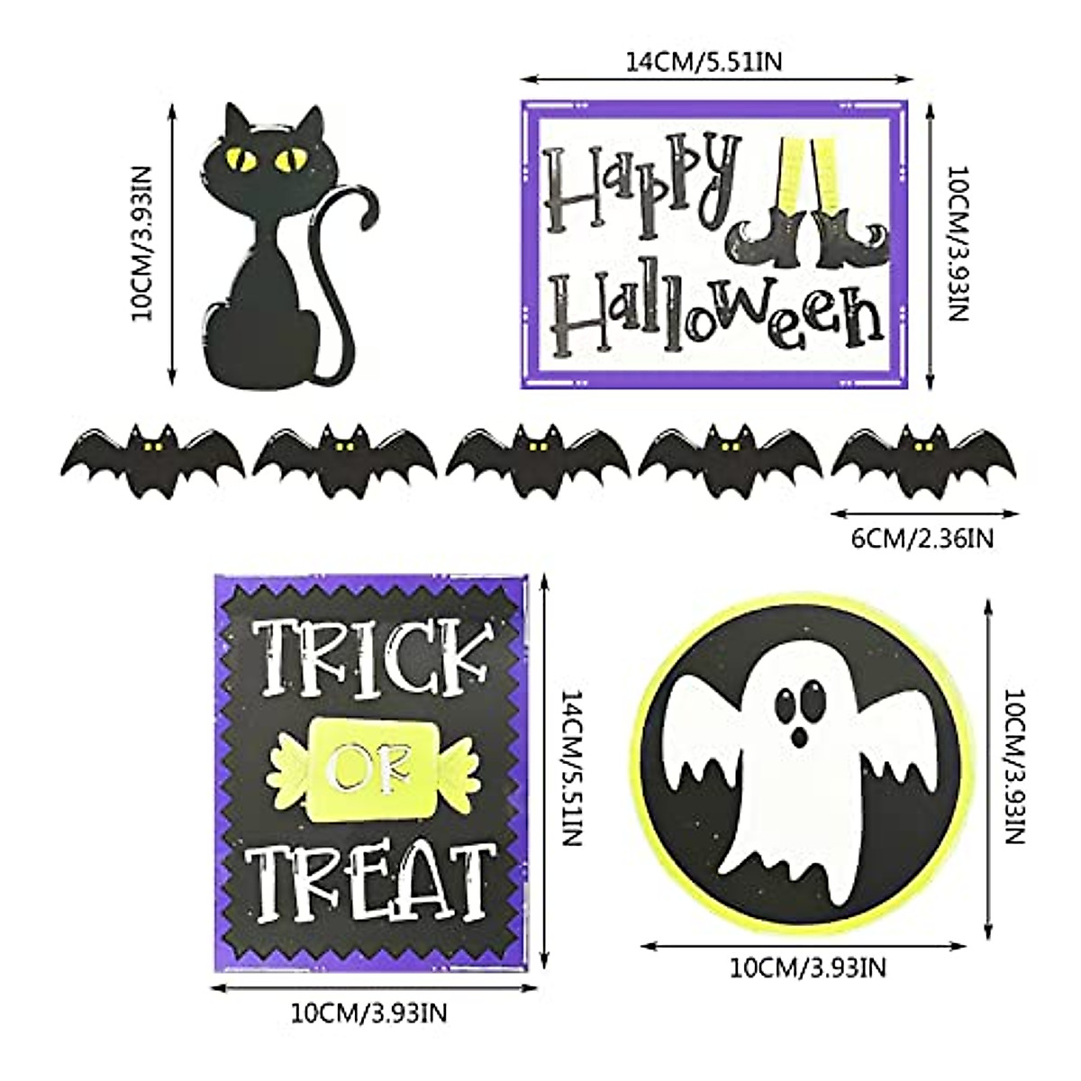 9 Pcs Halloween Tiered Tray Decorations,Halloween Signs for Halloween Home and Office Decor,Halloween Tray Decor with Witch Hat,Ghost,Bat,Tombstone,Pumpkin (7)