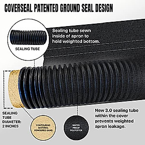 CoverSeal Rectangular Water-Resistant Patio Furniture Cover with Patented Weighted Ground Conforming Apron Seal - Outside Furniture Cover for Outdoor Table and Chairs - Large 151 L x 70 W x 39 H in