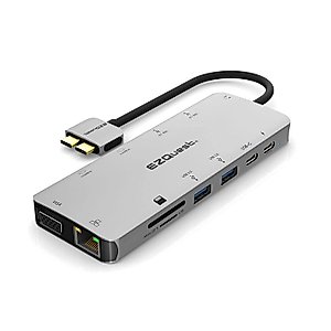 EZQuest USB C Hub 13 in 2 with 2 HDMI 4K, VGA, 1GBS Ethernet, 2USB A 3.0 Ports, 2 USB A 2.0 Ports, SD/Mico SD and Audio Port for Work and Travel - for MacBook Pro & Air