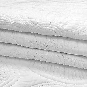 Brandream 6PC Luxury Medallion Quilt Bedding Set King Size Bed in A Bag Cotton Farmhouse Quilted Comforter Set