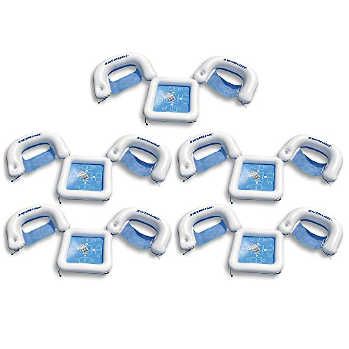 Swimline Kids Inflatable Durable Connecting Game Station Swimming Pool Toy Set with Waterproof Playing Cards, 2 Seats, and Table (5 Pack)