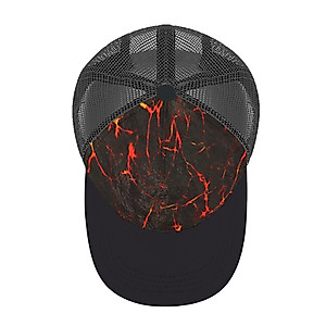 WOWorldgoods Unisex Baseball Cap Curved Brim Lightning Red Trendy Adjustable Mesh Back Trucker Dad Hip Hop Dance Hat for Youth