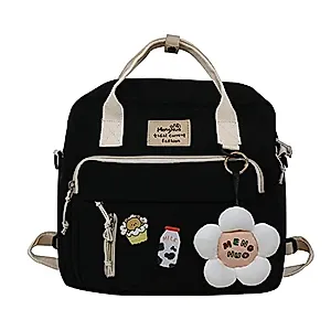 Cute Backpack Kawaii School Supplies Laptop Bookbag, Back to School and Off to College Accessories (Black)