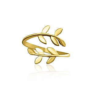 ONDAISY 14K Matte Gold Plated Bff Best Friends Bohemian Boho Jewelry Tree Flower Leaves Laurel Leaf Knuckle Toe Adjustable Band Ring