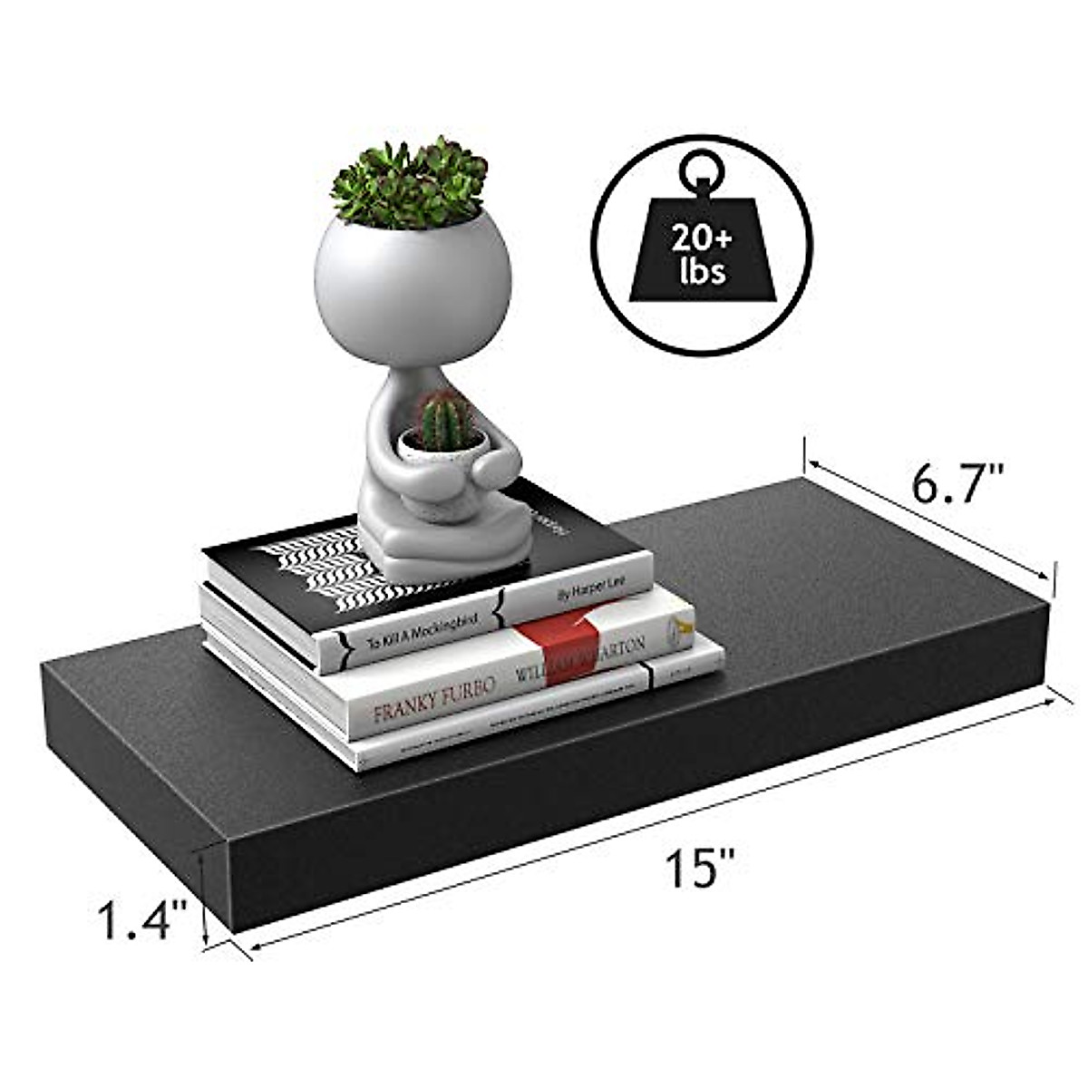 AMADA HOMEFURNISHING Floating Shelves, Invisible Wall Mounted 3 Sets, Modern Faux Wood White Wall Shelves with Matte Finish, Perfect for Bedroom, Bathroom, Living Room and Kitchen Storage