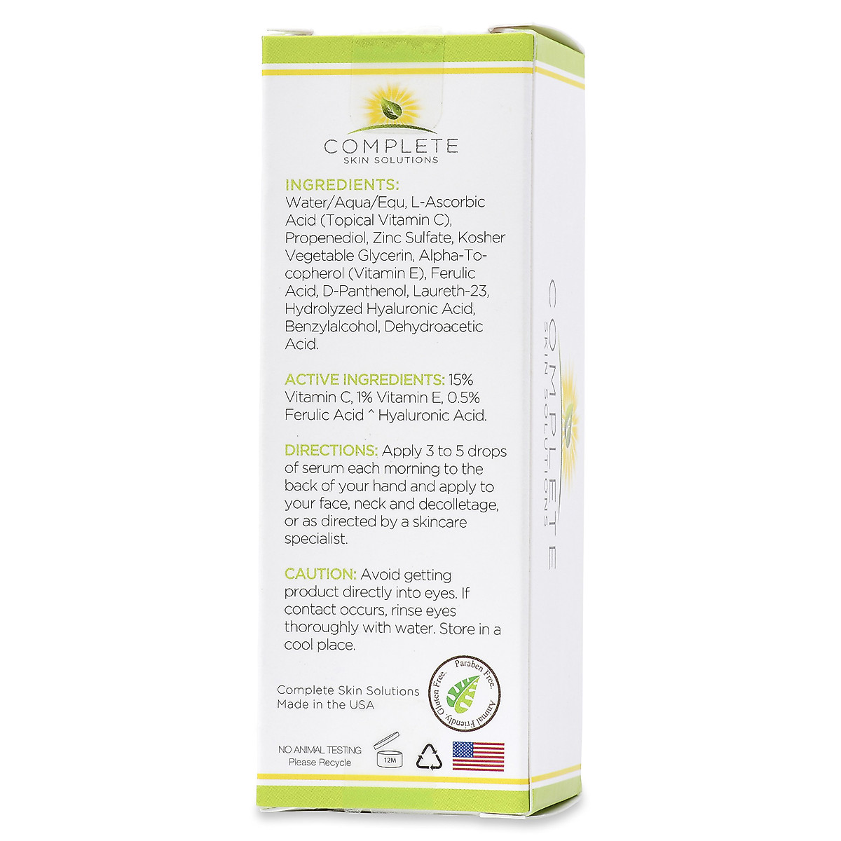 Natural Vitamin C E Serum with Ferulic and Hyaluronic Acid 1 oz