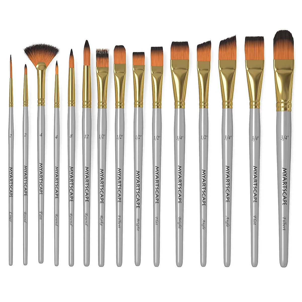 MyArtscape Artist Quality Painting Set - Acrylic Paint Set - 12 x 12ml Tubes - with Premium Set of 15 Short Handle Art Brushes for Watercolor, Acrylic & Oil Painting