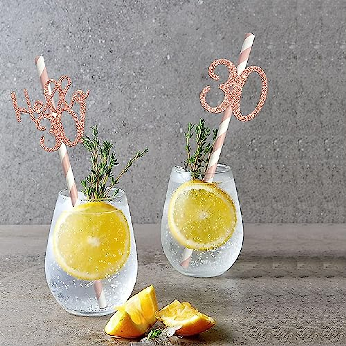 30th Birthday Paper Straw Decor, Happy 30th Birthday Decorations, Hello 30, 30th Anniversary/Birthday Party Drinking Decorative Straws, Cheer 30 Years Old Party Supplies 12 Pieces Rose Gold