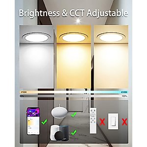 Kaqur Smart Recessed Lighting 4 Inch, 10W 1000lm RGBCW Smart WiFi Recessed Lights with Junction Box, Smart LED Ceiling Light Work with Alexa/Google Assistant, Smart Can Lights APP Control, 8 Pack