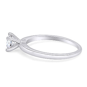 Jewel Zone US Princess Cut White Cubic Zirconia Anniversary Solitaire Ring in 14k White Gold Over Sterling Silver (0.5 Carat)