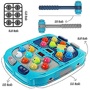 Whack A Mole Game, Toys for 3+ Year Old Boys/Girls, Whack A Mole Game for Toddlers, Pounding Toy for 3 4 5 6 7 8+ Kids, Interactive Educational Toys with Sound and Light, PK Mode with 2 Hammers