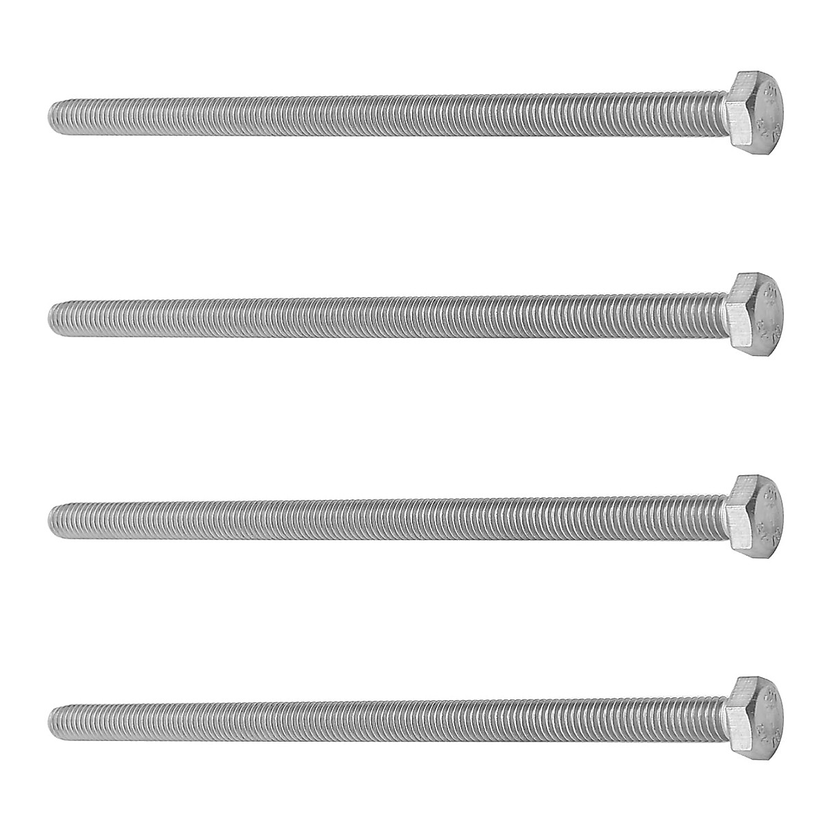 Bettomshin 4Pcs M6 x 120mm Hex Bolts, 304 Stainless Steel 1mm Thread Pitch Fully Threaded Metric Hex Head Screw Bolts, Hexagon Screw Bolt, Hex Tap Bolts, Silver, A2-70 (Overall Size 124x10x10mm)