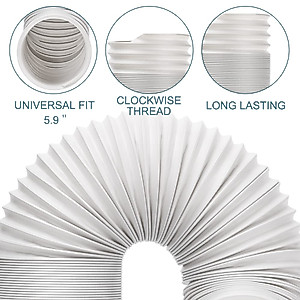 UNAOIWN Portable Air Conditioner Exhaust Hose. AC Vent Hose with 5.9"/15CM Diameter, Anti-Clockwise Thread & Length up to 78.7"