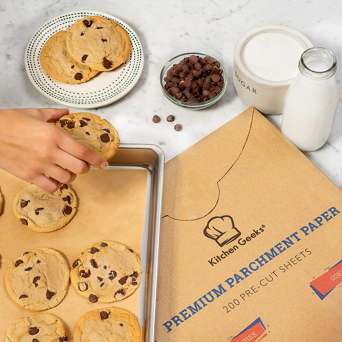 Parchment Paper Baking Sheets Unbleached Non-Stick Precut 12x16 Inches Will Not Curl Pack of 200