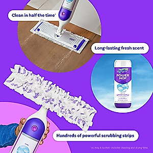 Swiffer PowerMop Multi-Surface Mop Kit for Floor Cleaning, Fresh Scent, Mopping Kit Includes PowerMop, 2 Mopping Pad Refills, 1 Floor Cleaning Solution with Fresh Scent and 2 Batteries