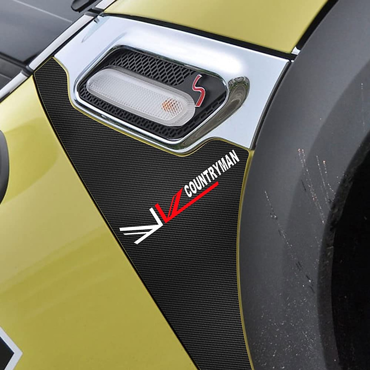 2pcs Fender Section Side Scuttles Vinyl Decal Stickers for Mini 1st Generation Countryman R60 2010-2016 (5D Carbon Fiber Pattern Black)