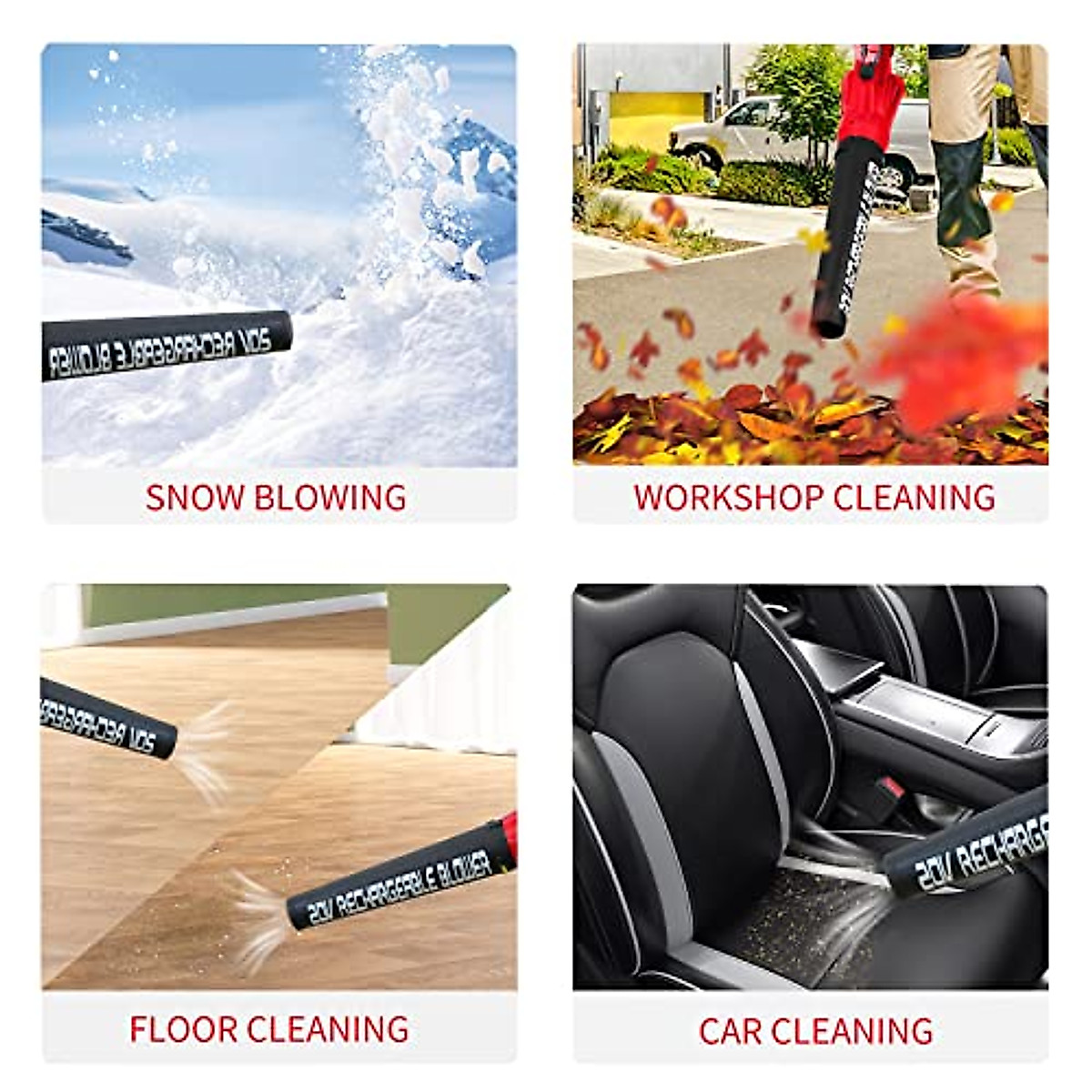 Cordless Leaf Blower, PULITUO 20V 400 CFM Large Air Volume Battery Powered Leaf Blower, Lightweight Low Noise Electric Leaf Blowers for Lawn Care ,Snow Blowing & Yard Cleaning