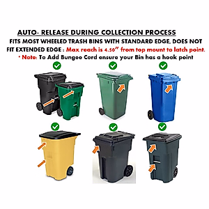 Best Critter Proof Trash can lid Lock, True Auto-Release During Collection Process, Protect Against Animals Like Raccoons, Opossum or Wind, Easy to Install, Always Holds lids Locked.
